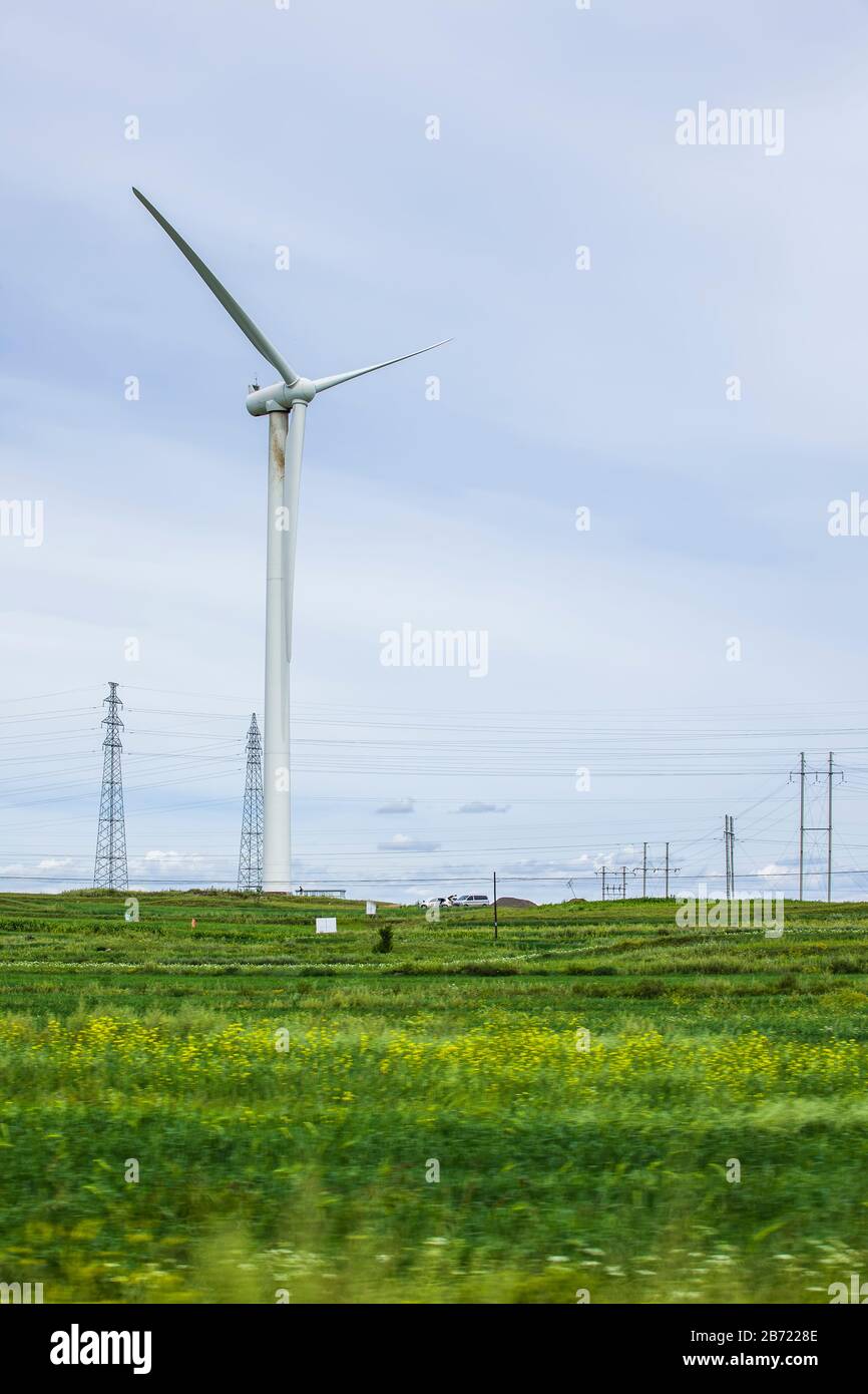 Wind turbines in the grasslands Stock Photo - Alamy