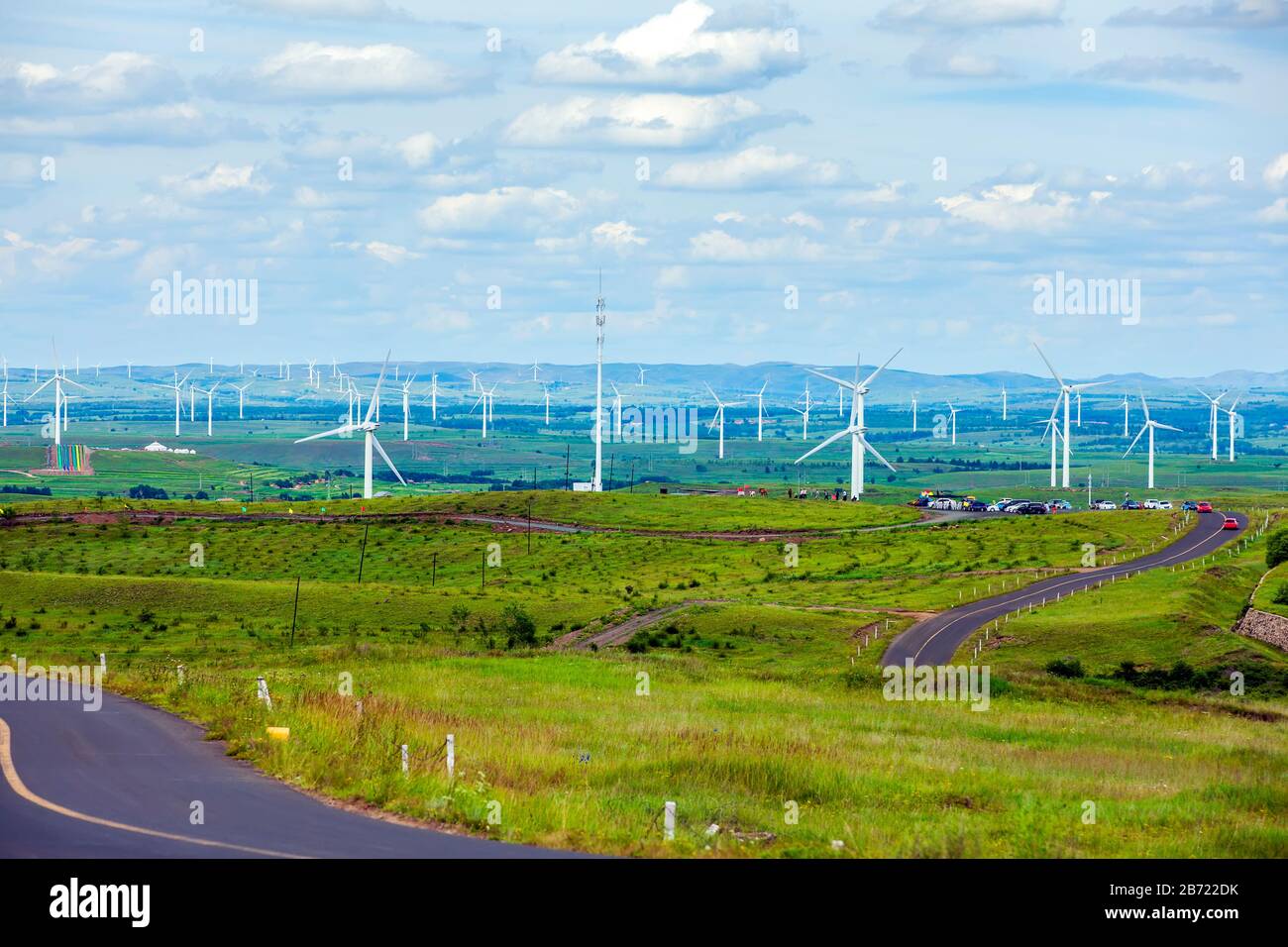 Wind turbines in the grasslands Stock Photo - Alamy