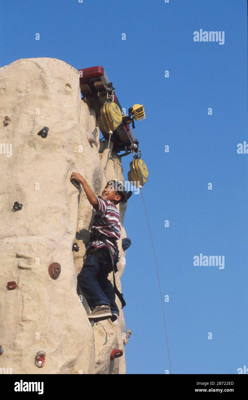 San Antonio, Texas USA: Children scale climbing wall at the Texas ...