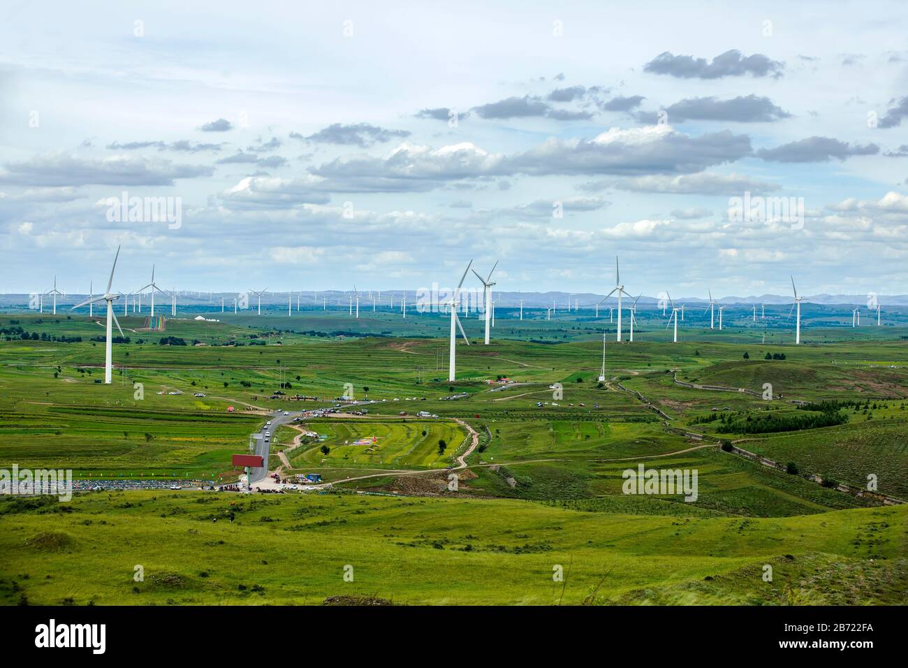 Wind turbines in the grasslands Stock Photo - Alamy