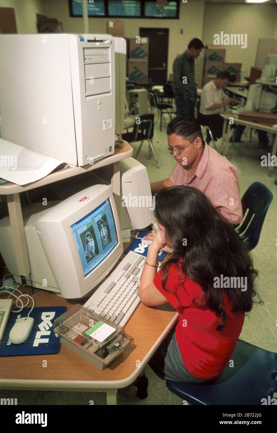 Brownsville, Texas: Lopez High School students work in computer lab ...