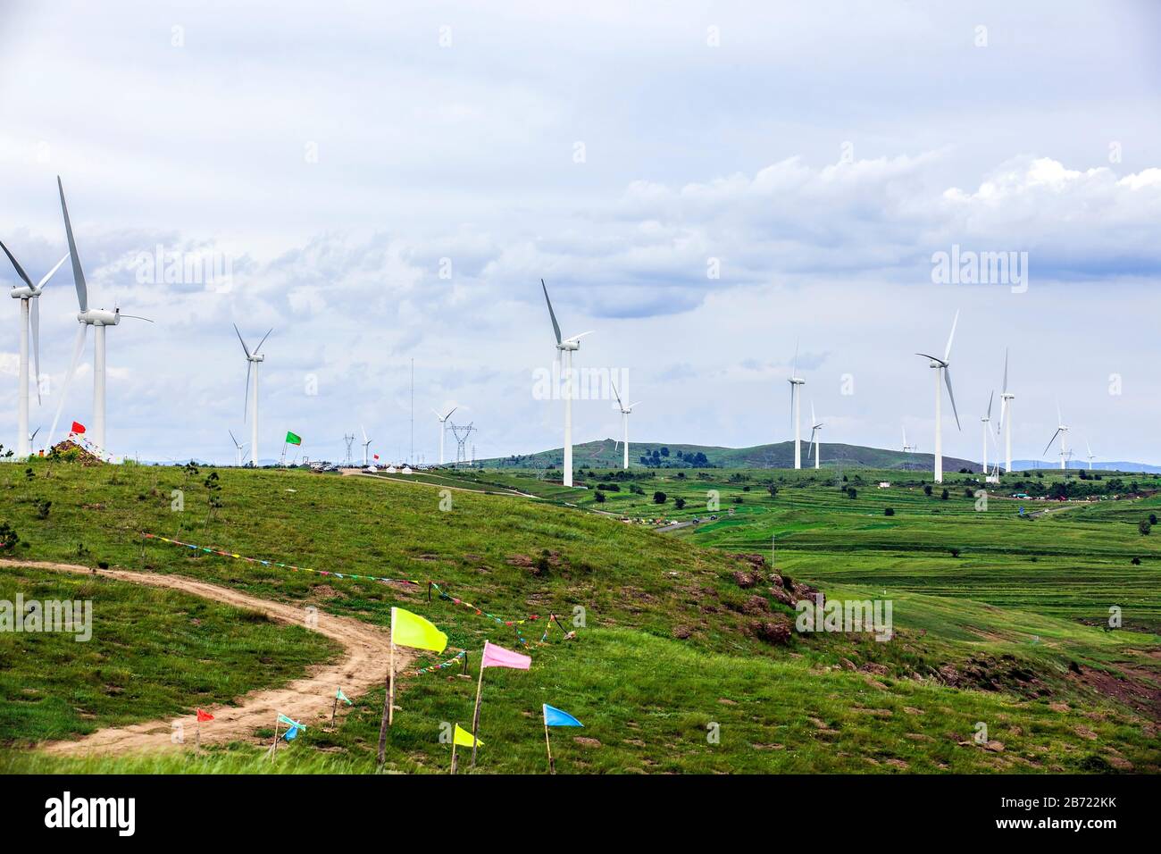 Wind turbines in the grasslands Stock Photo - Alamy