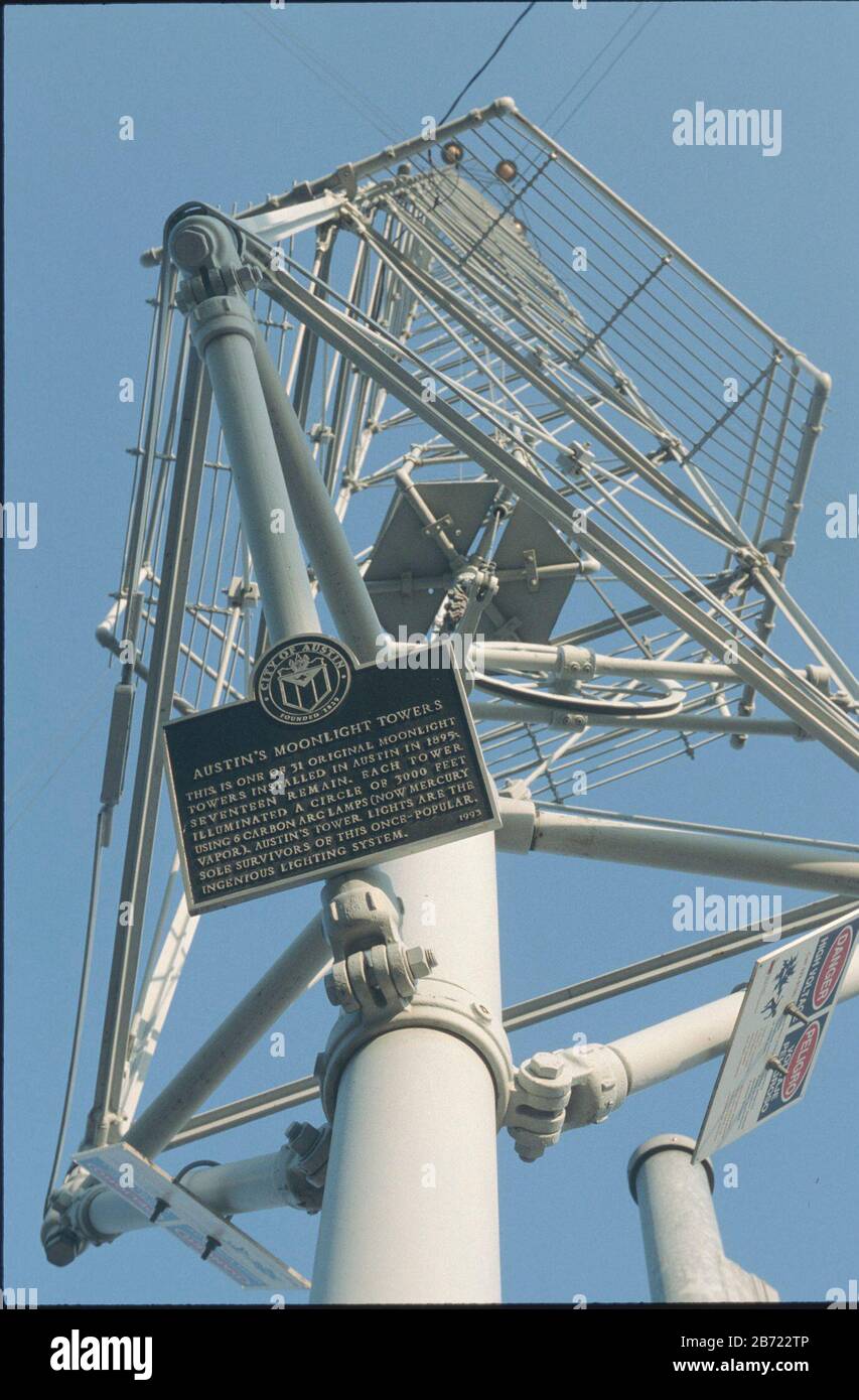 Austin, Texas USA: "Moonlight Tower" erected in 1894 with six carbon ...