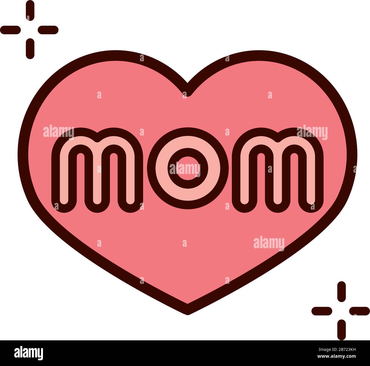 mothers day, lettering mom in heart love vector illustration line and ...