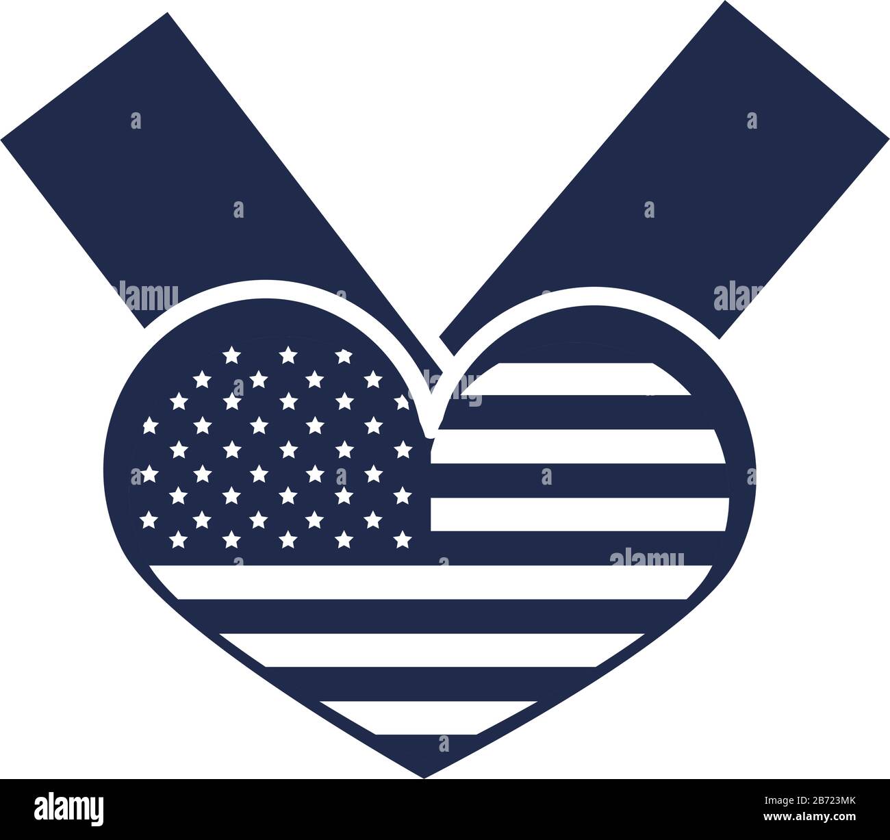 memorial day flag in heart ribbon symbol american celebration vector ...
