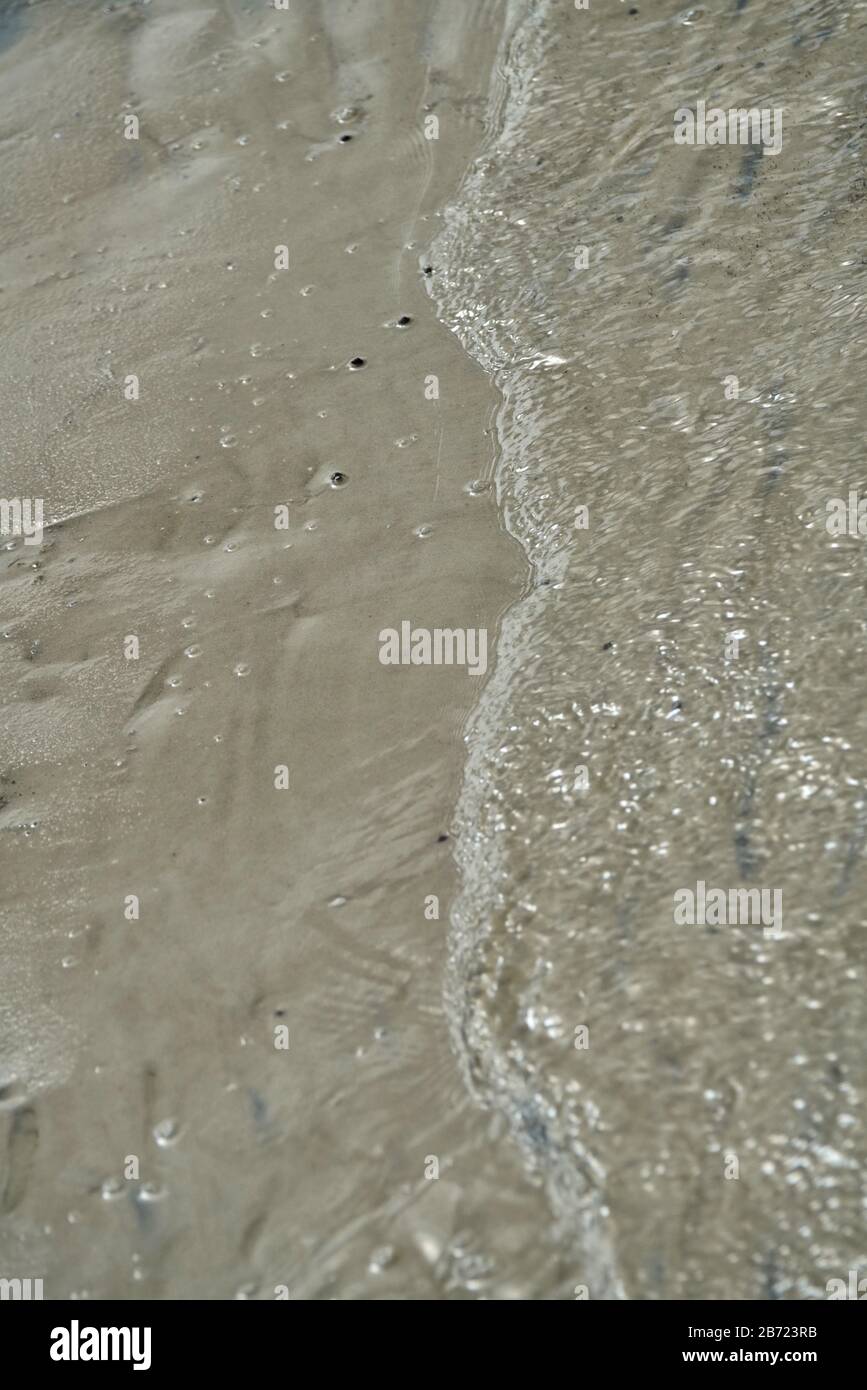 gentle wave of water meets the sandy beach Stock Photo - Alamy