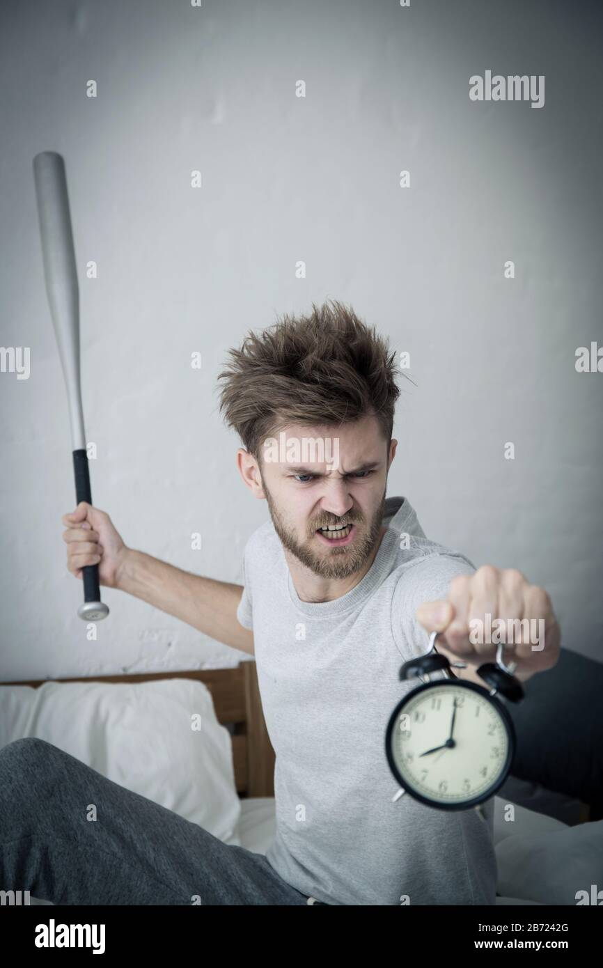 Portrait upset angry with baseball hit young man screaming at alarm ...