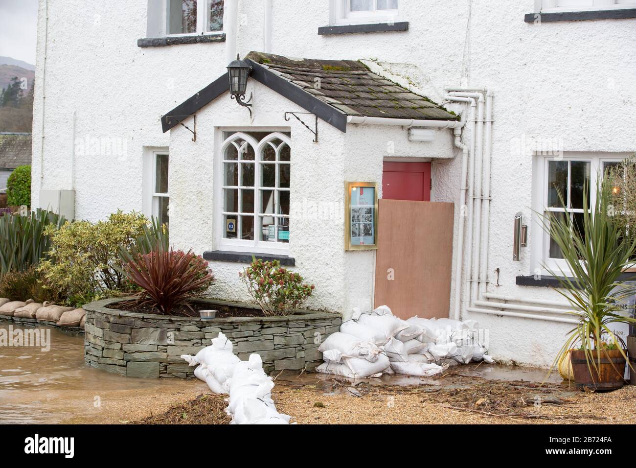 Flooding caused by Storm Ciara at Lake windermere in Ambleside, Lake ...