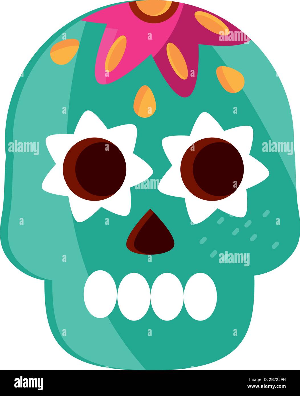 cinco de mayo skull catrina flower decoration vector illustration Stock ...