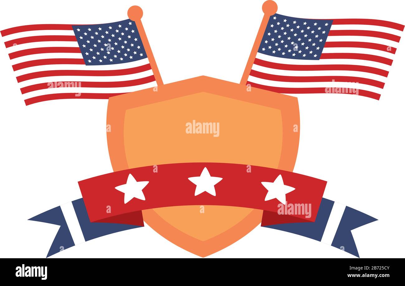 memorial day shield flags banner stars american celebration vector ...