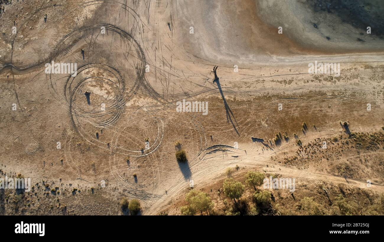 Looking down on drying billabong, Merbein Common near Mildura, Victoria ...