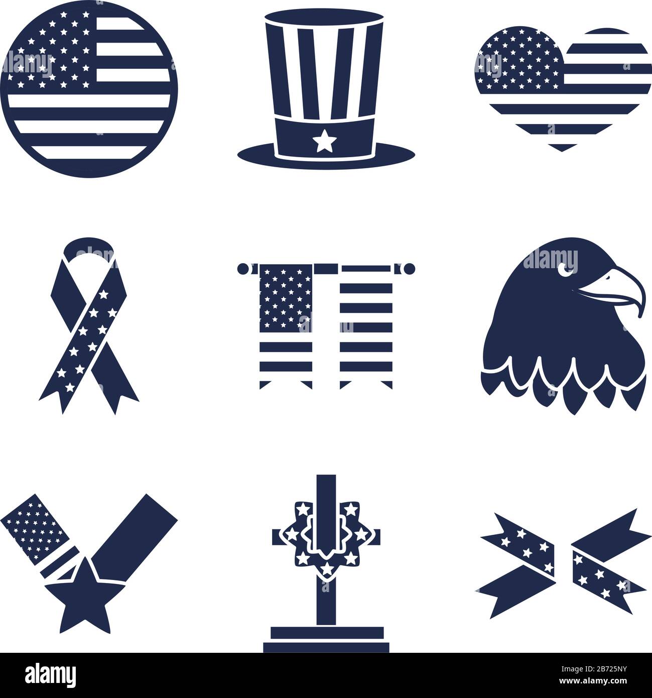 memorial day american national celebration icons set vector ...
