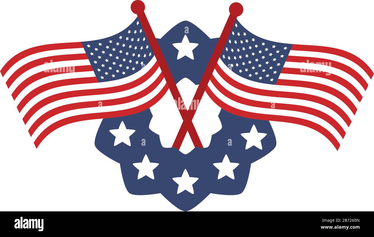 memorial day crossed flags and garland american celebration vector ...