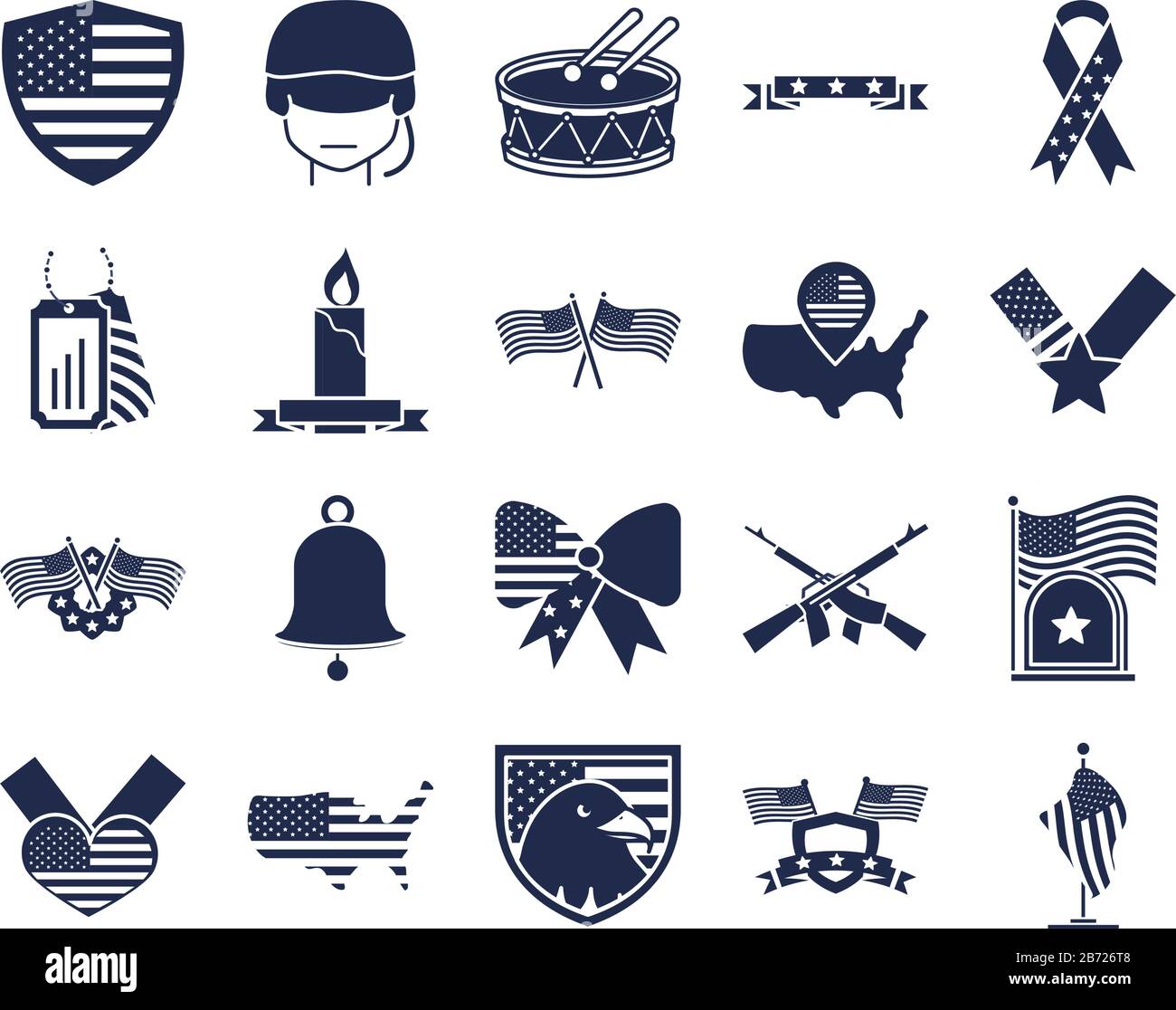 memorial day american national celebration icons set vector ...