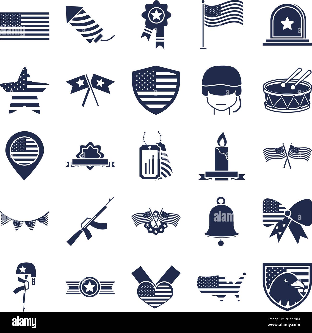 memorial day american national celebration icons set vector ...