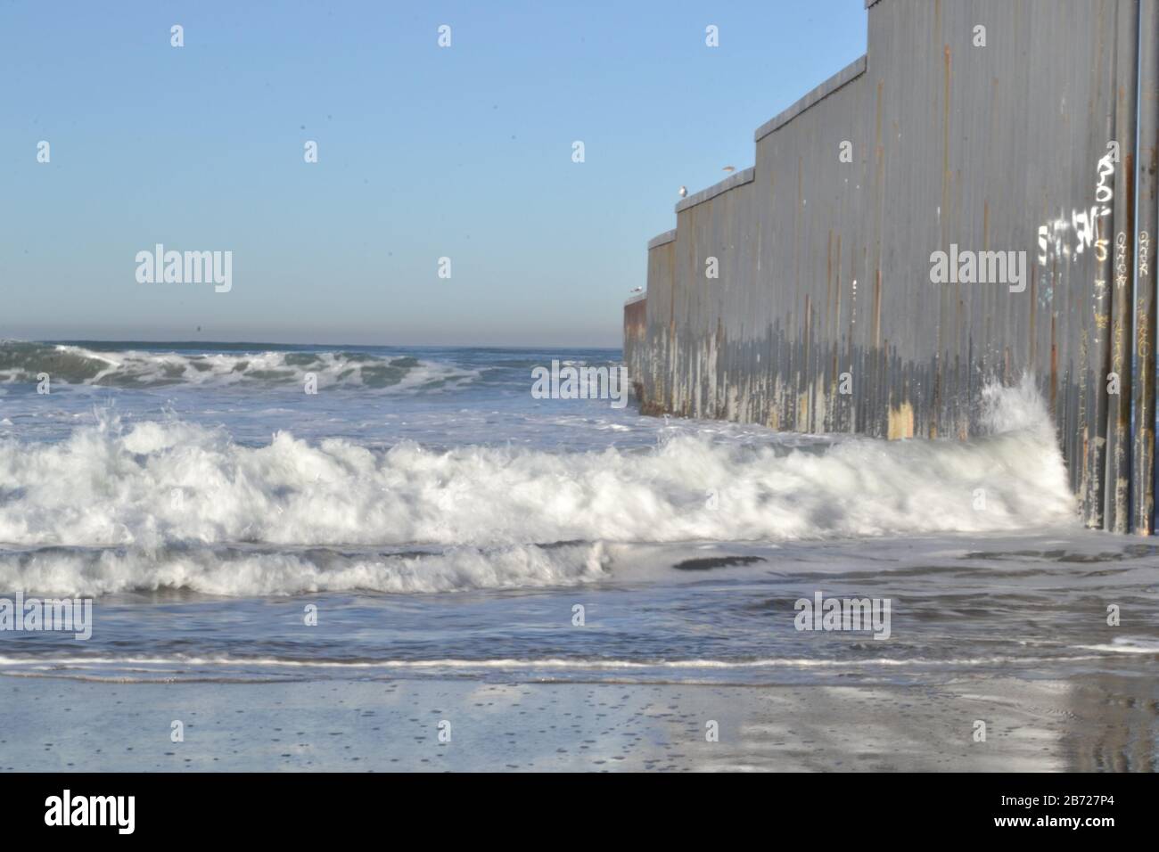 US border on Tijuana Baja California, the wall viewed from Mexico Stock ...
