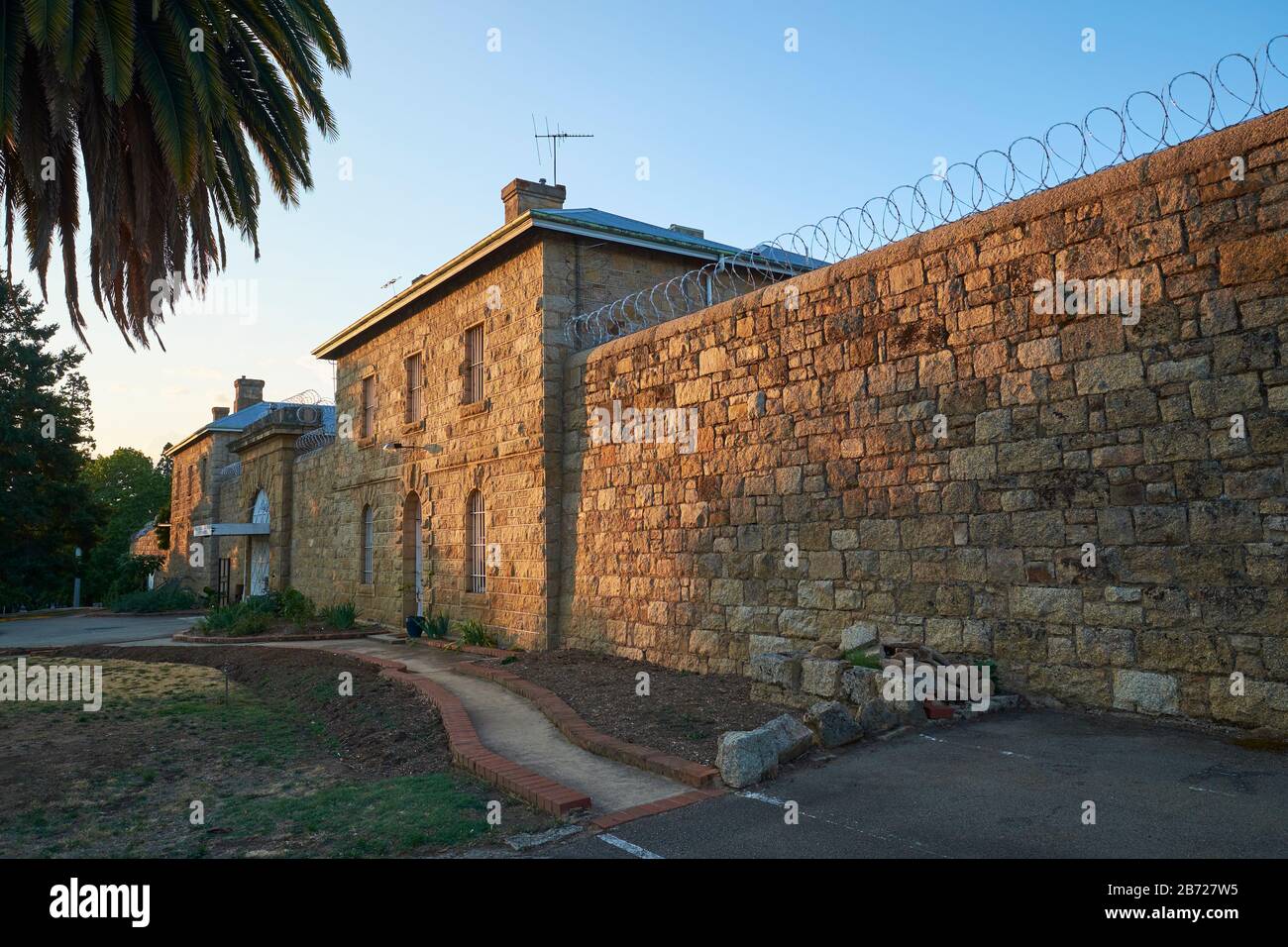 The front entrance gate to the old Gaol (jail). In Beechworth, Victoria ...