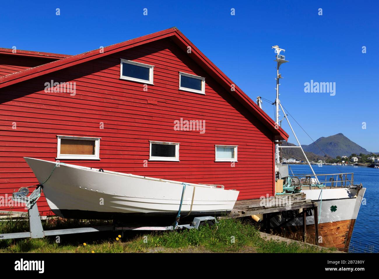 Fish factory, Ballstad Fishing Village, Lofoten Islands, Nordland ...