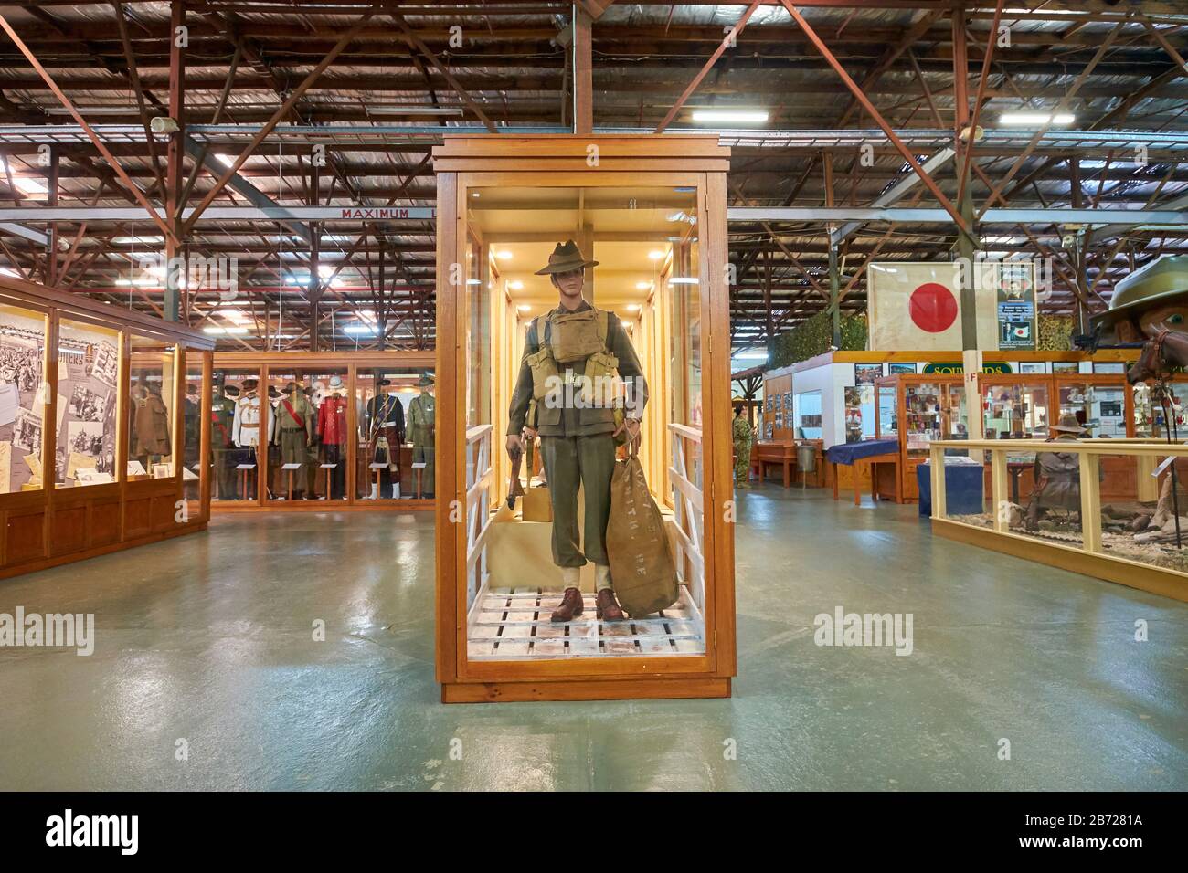 A soldier wearing a typical military uniform at the Army Museum. In ...