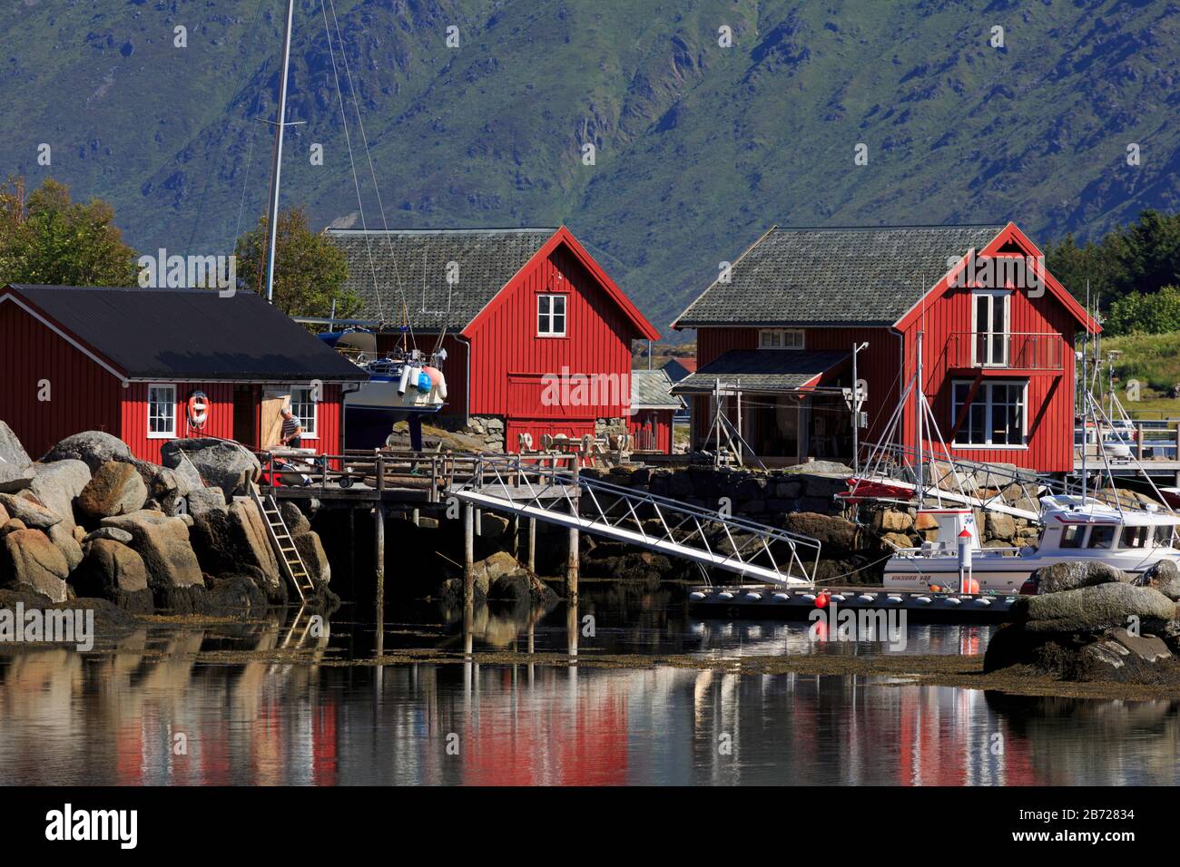 Boathouses, Ballstad Fishing Village, Lofoten Islands, Nordland County ...