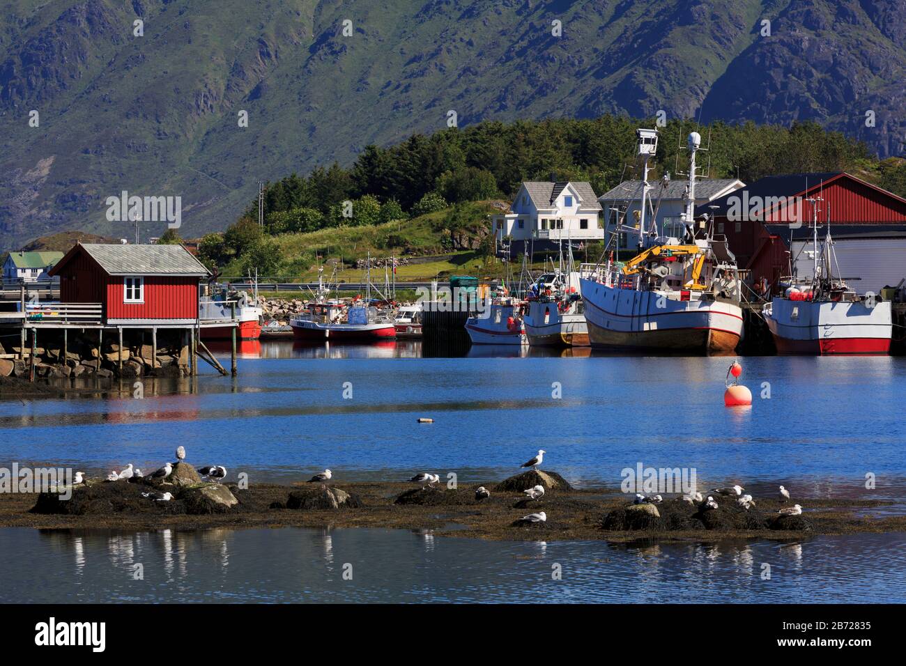 Boathouses, Ballstad Fishing Village, Lofoten Islands, Nordland County ...
