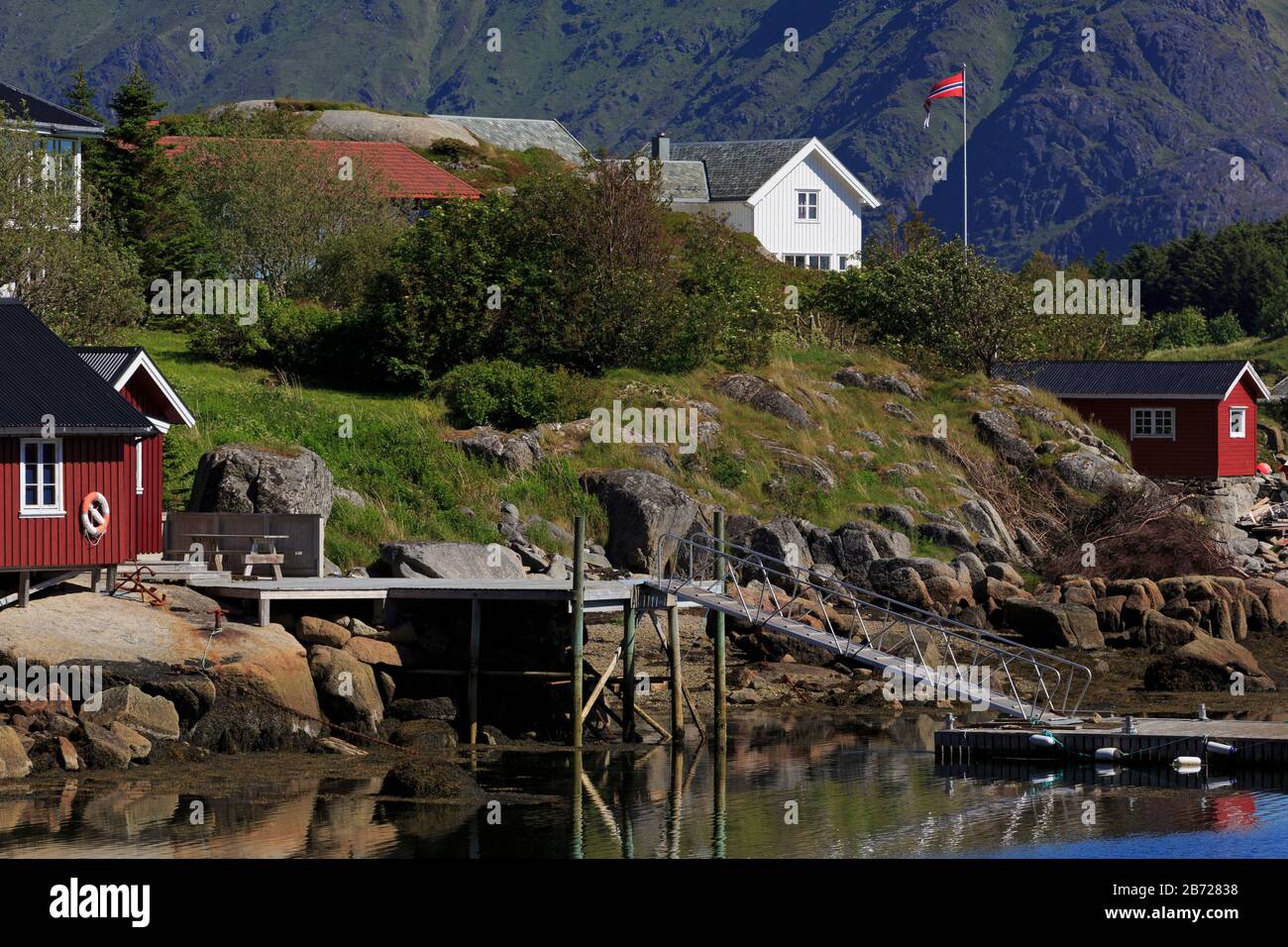 Boathouses, Ballstad Fishing Village, Lofoten Islands, Nordland County ...