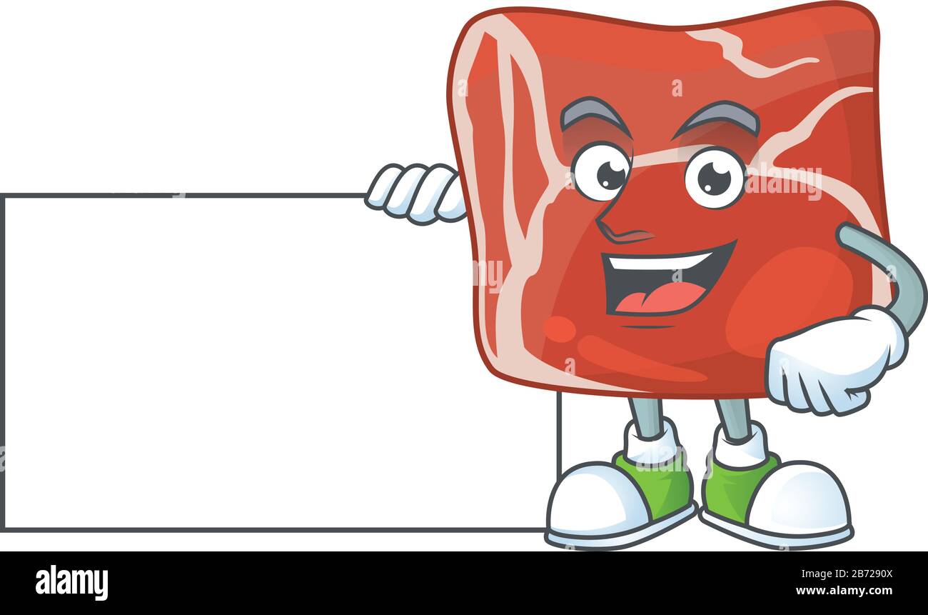 Funny beef cartoon design Thumbs up with a white board Stock Vector ...