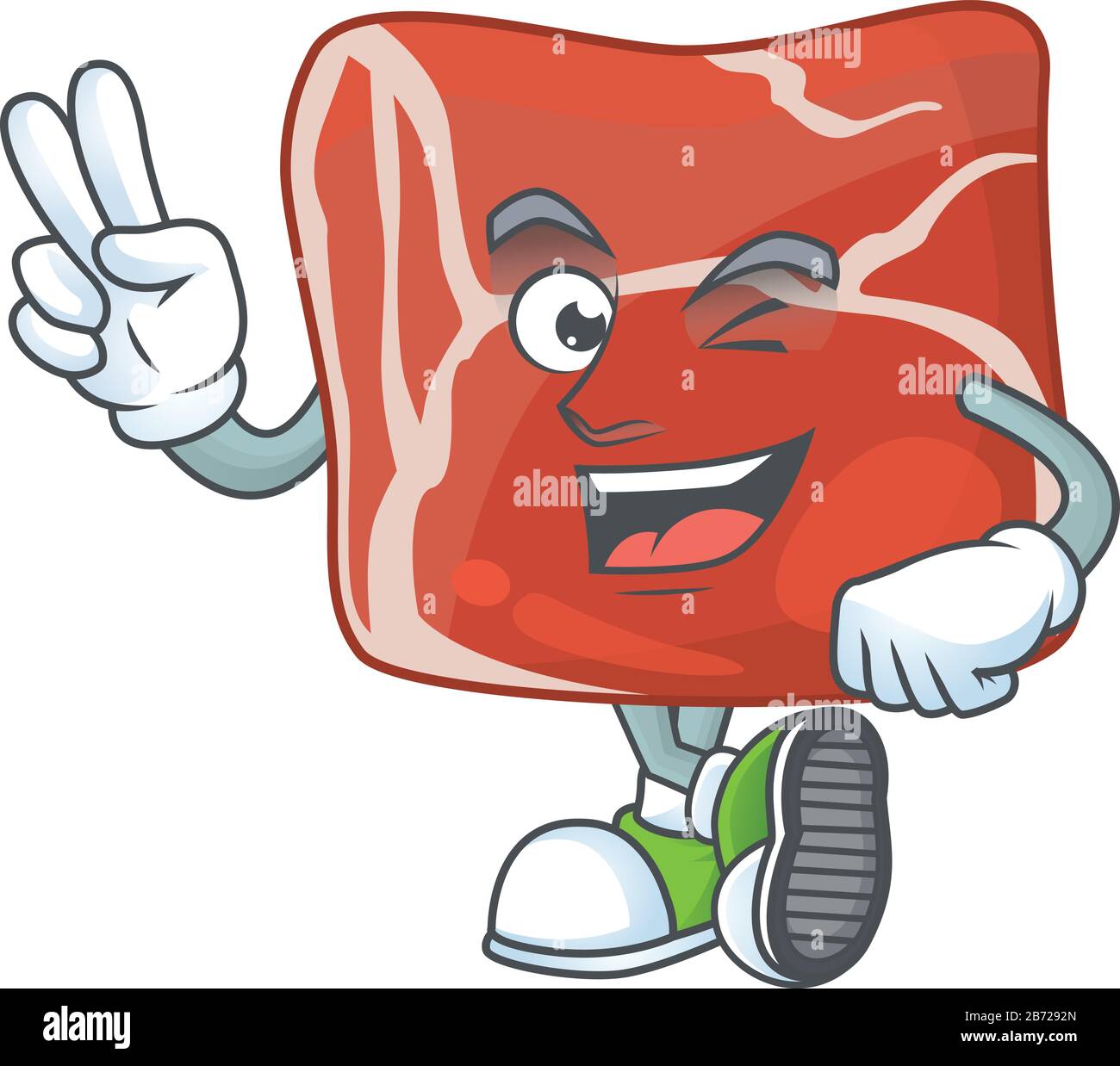 A joyful beef mascot design showing his two fingers Stock Vector Image ...