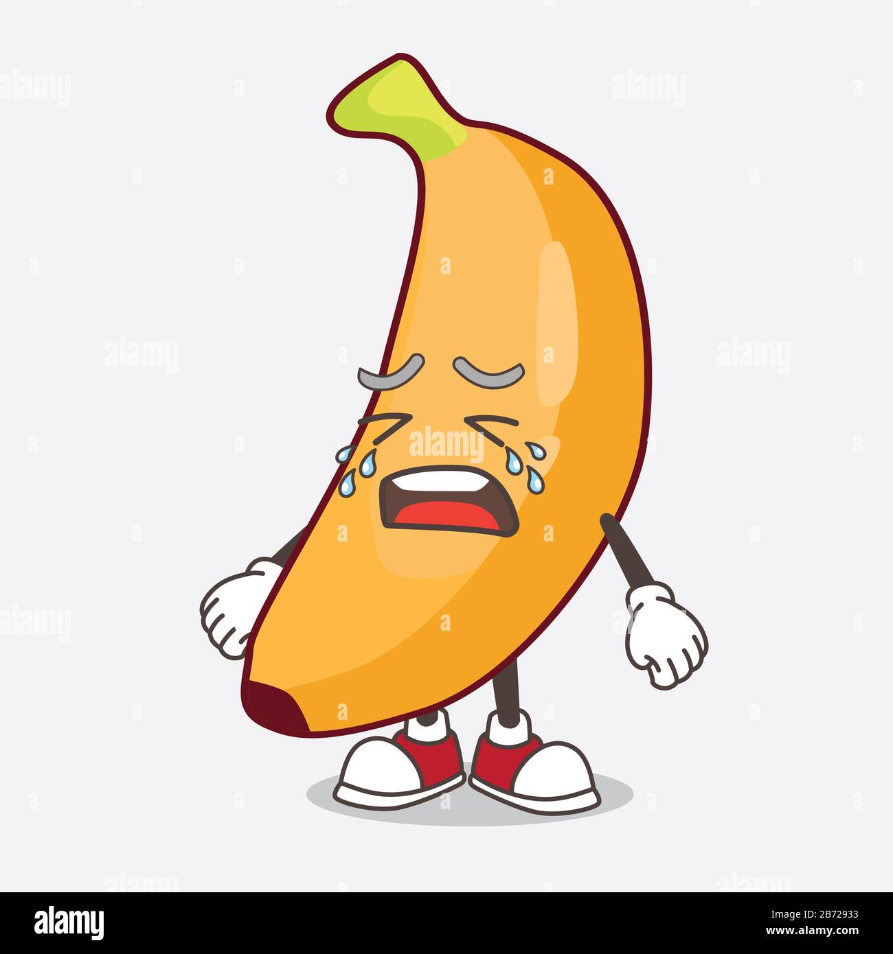 An illustration of Banana Fruit cartoon mascot character with crying ...