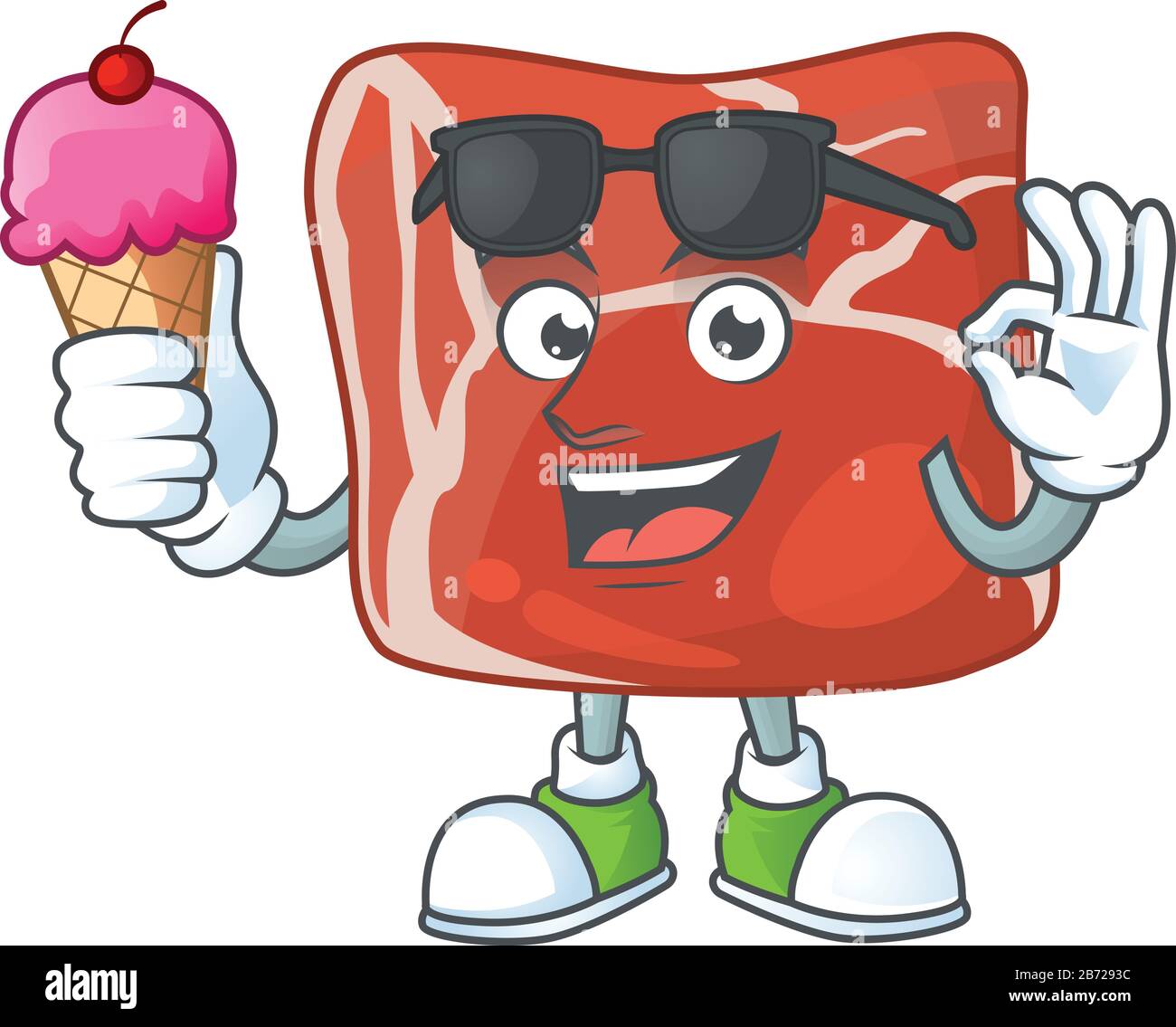 cartoon character of beef enjoying an ice cream Stock Vector Image ...
