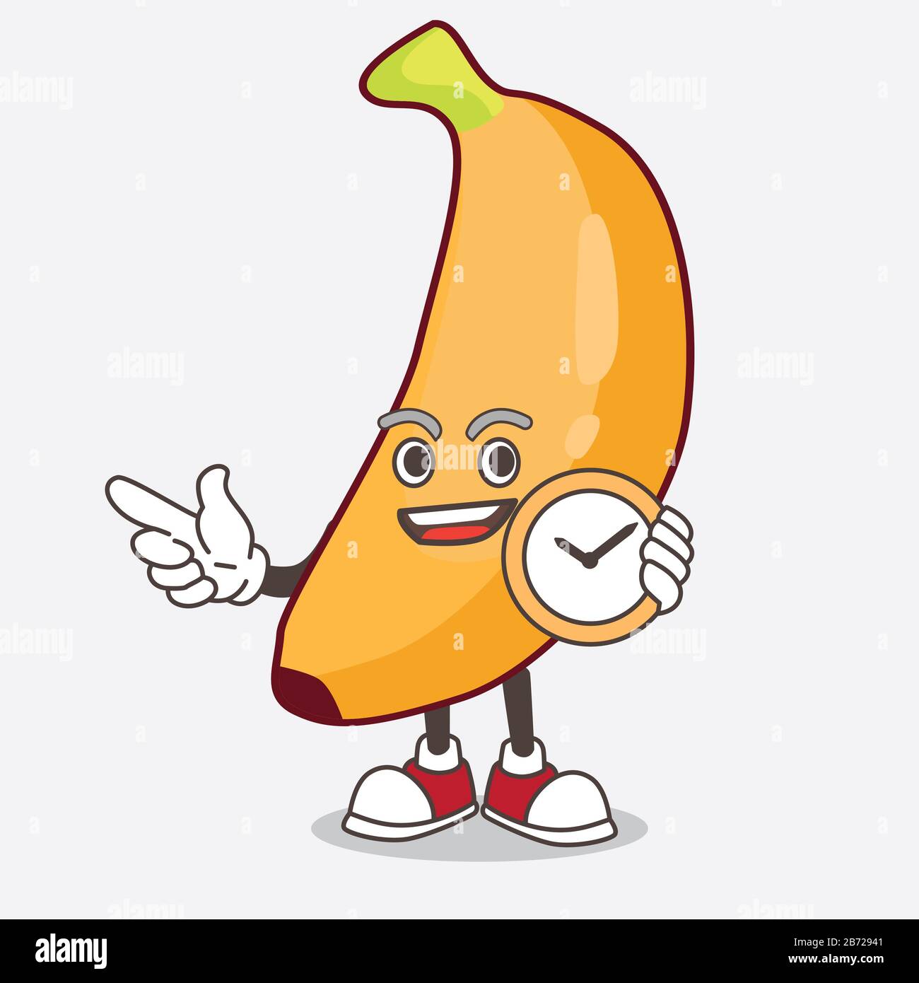 An illustration of Banana Fruit cartoon mascot character holding a ...