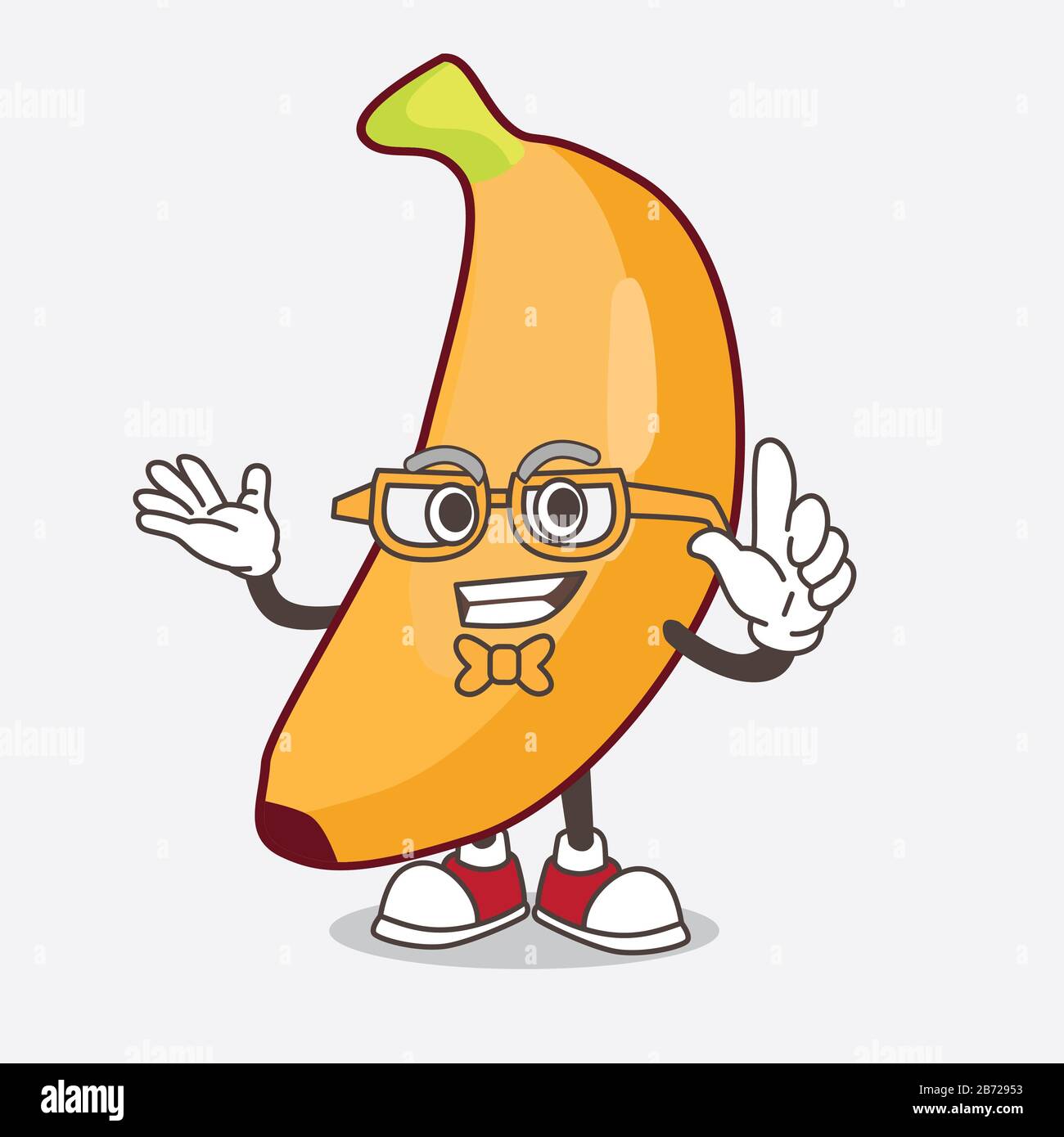 An illustration of Banana Fruit cartoon mascot character in geek style ...