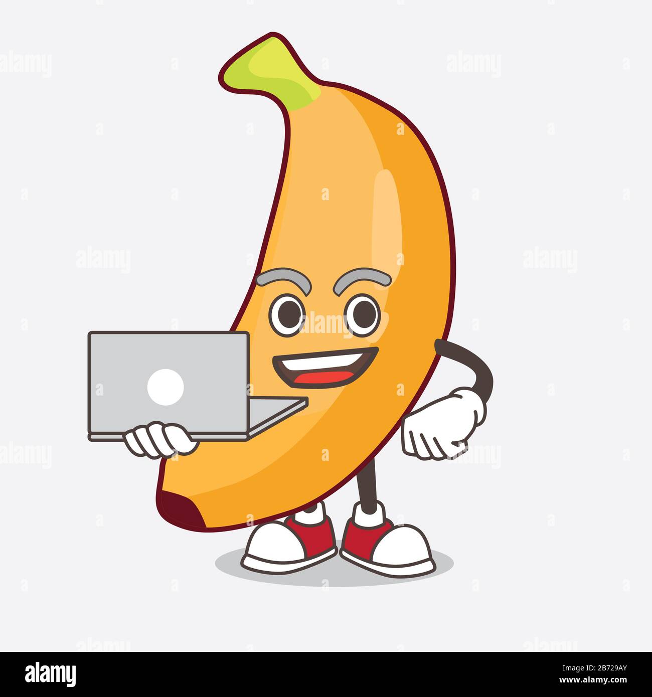 An illustration of Banana Fruit cartoon mascot character working with ...