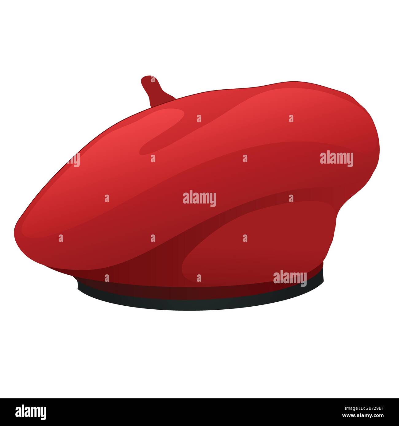 Red beret hat isolated on white background. Vector cartoon close-up ...