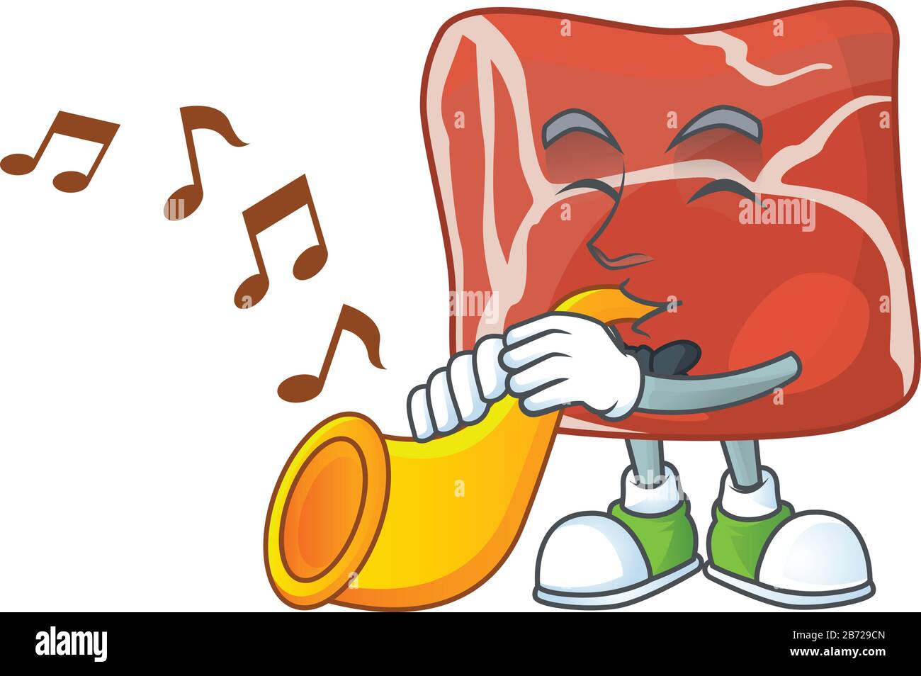 Beef cartoon character playing music with a trumpet Stock Vector Image ...