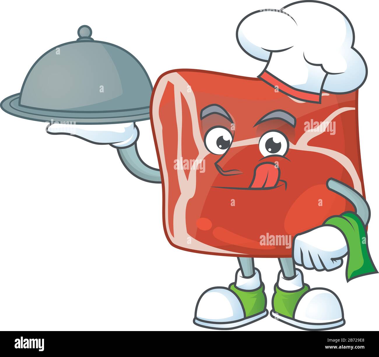 chef cartoon character of beef with food on tray Stock Vector Image ...