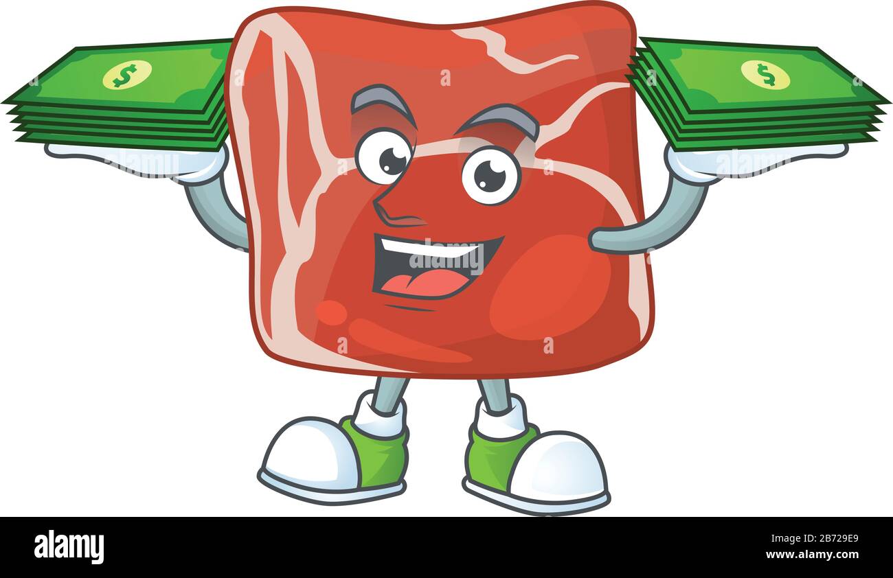 happy rich beef character with money on hands Stock Vector Image & Art ...