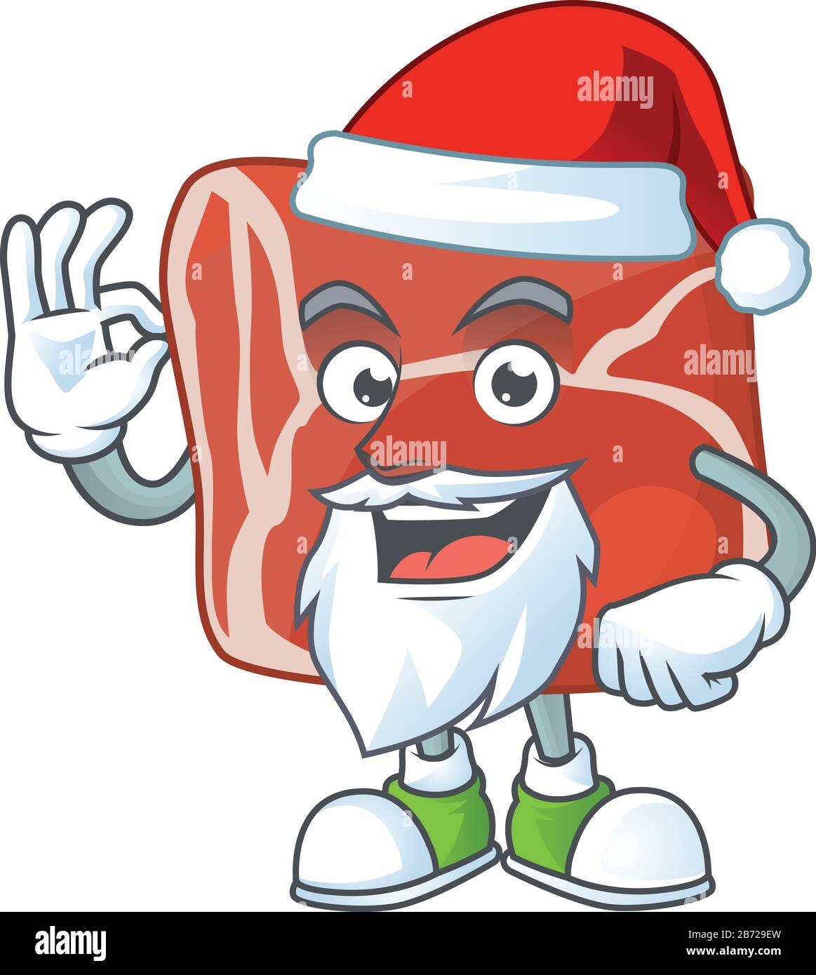 Beef cartoon character of Santa showing ok finger Stock Vector Image ...