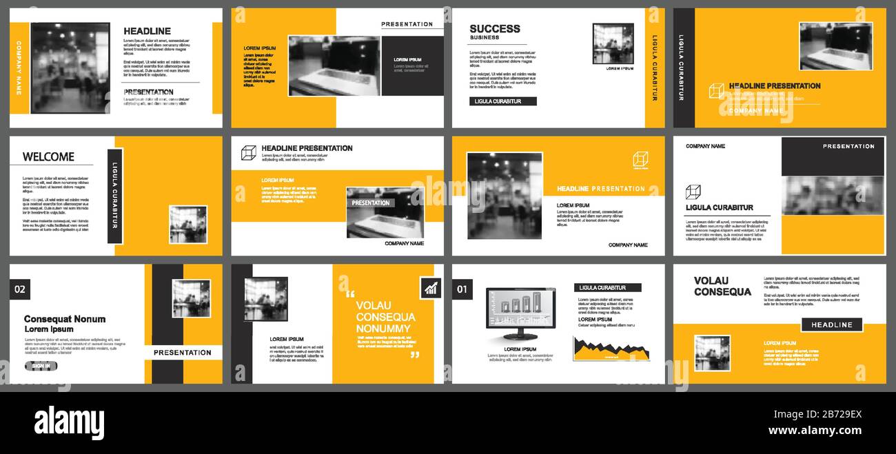 Presentation and slide layout template. Design yellow and orange ...