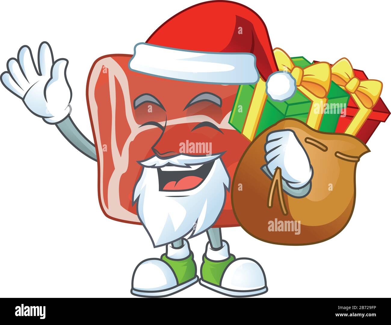 Beef Cartoon character of Santa with box of gift Stock Vector Image ...