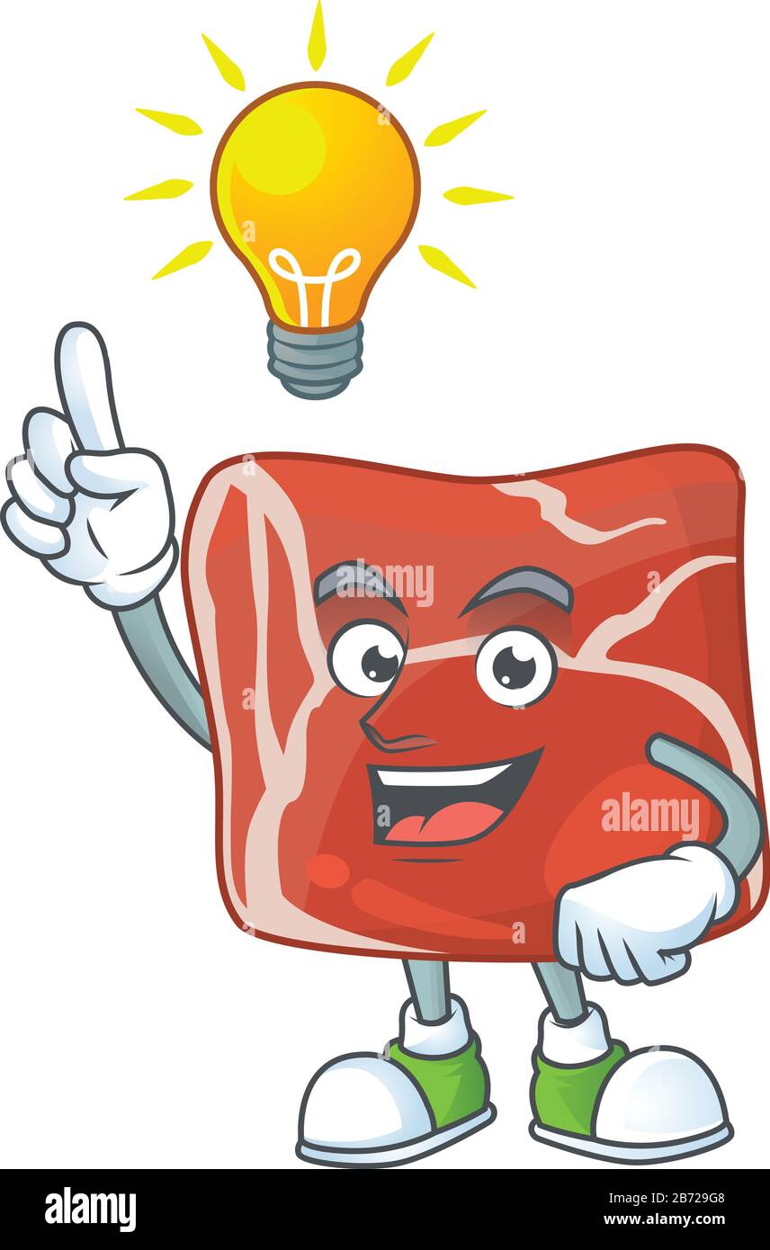 Beef mascot character design with have an idea cute gesture Stock ...