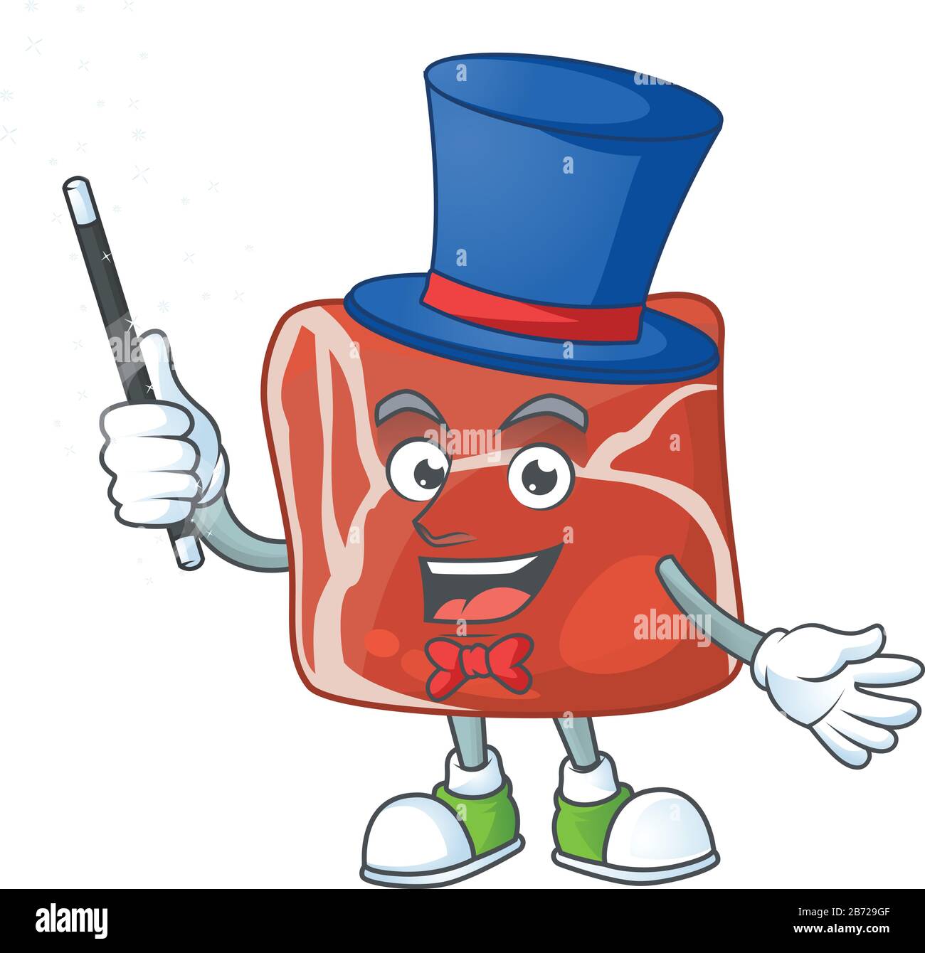 Charming beef cartoon design performance as a Magician style Stock ...