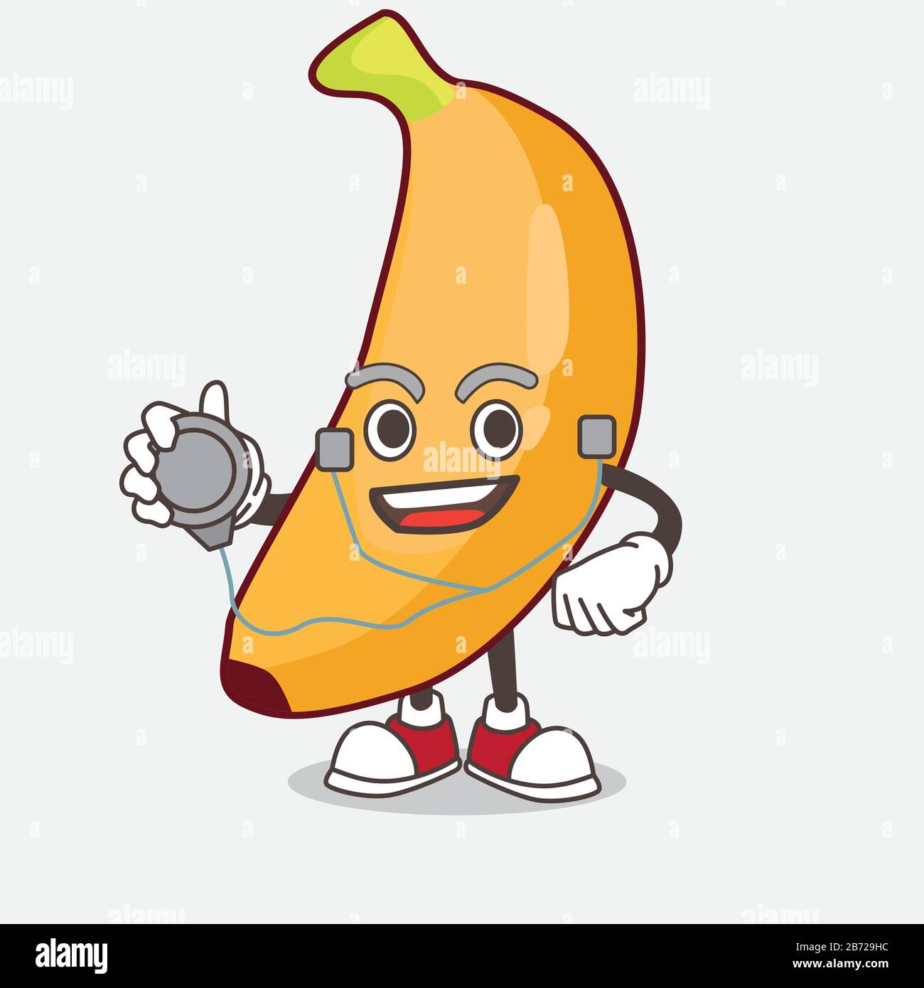 An illustration of Banana Fruit cartoon mascot character vector isolated with face, hand and ...
