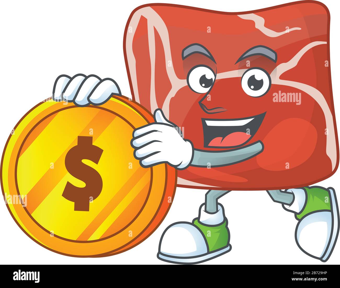 mascot cartoon character style of beef showing one finger gesture Stock ...