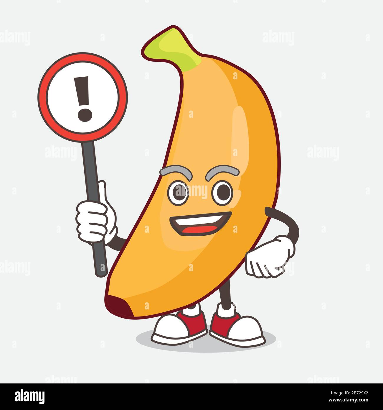 An illustration of Banana Fruit cartoon mascot character vector isolated with face, hand and ...