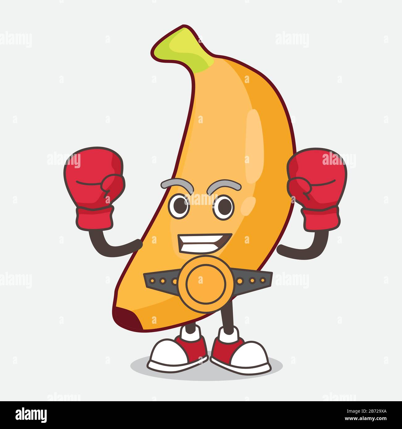 An illustration of Banana Fruit cartoon mascot character vector isolated with face, hand and ...