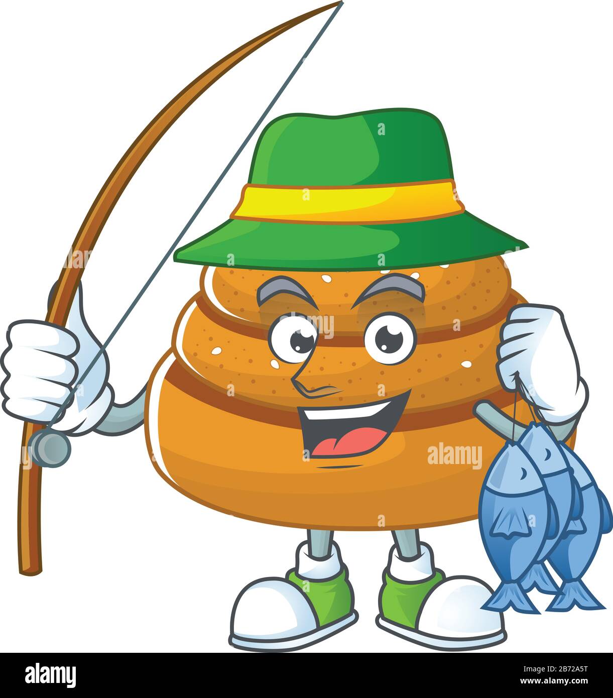 Cartoon character style of funny Fishing kanelbulle Stock Vector Image ...