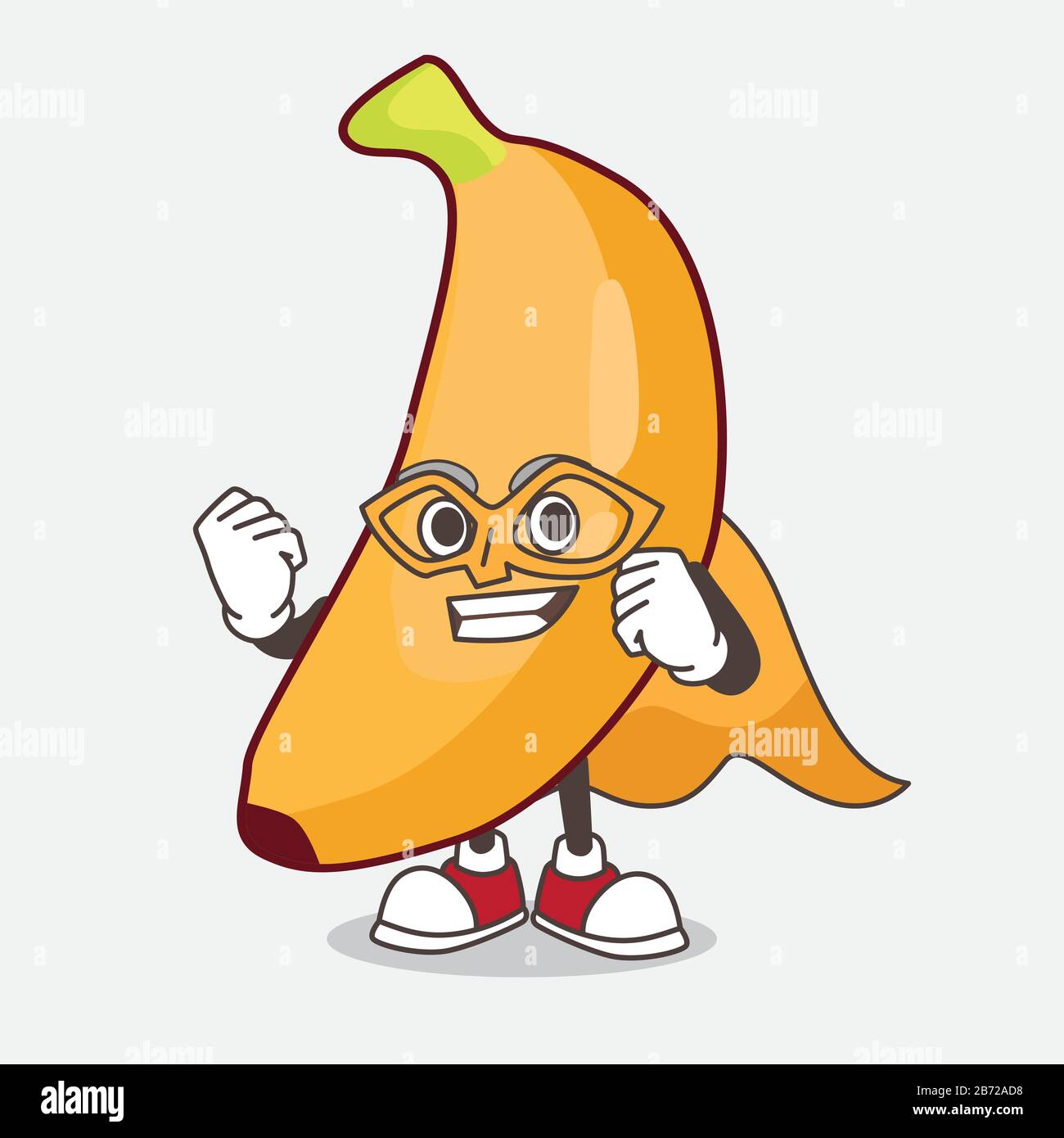 An illustration of Banana Fruit cartoon mascot character vector isolated with face, hand and ...