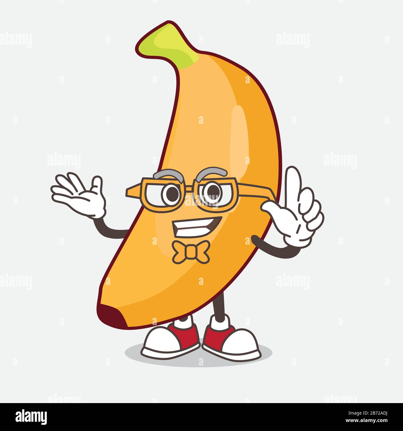 An illustration of Banana Fruit cartoon mascot character vector isolated with face, hand and ...