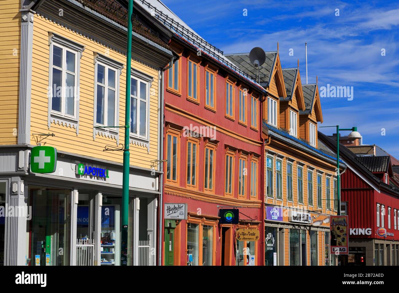 Stores on Storgata Street, Tromso City, Tromsoya Island, Troms County ...